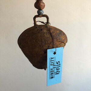 Rusty Vintage Bell, Rusty Bell, Vintage Cow Bell, Beaded String Bell ...