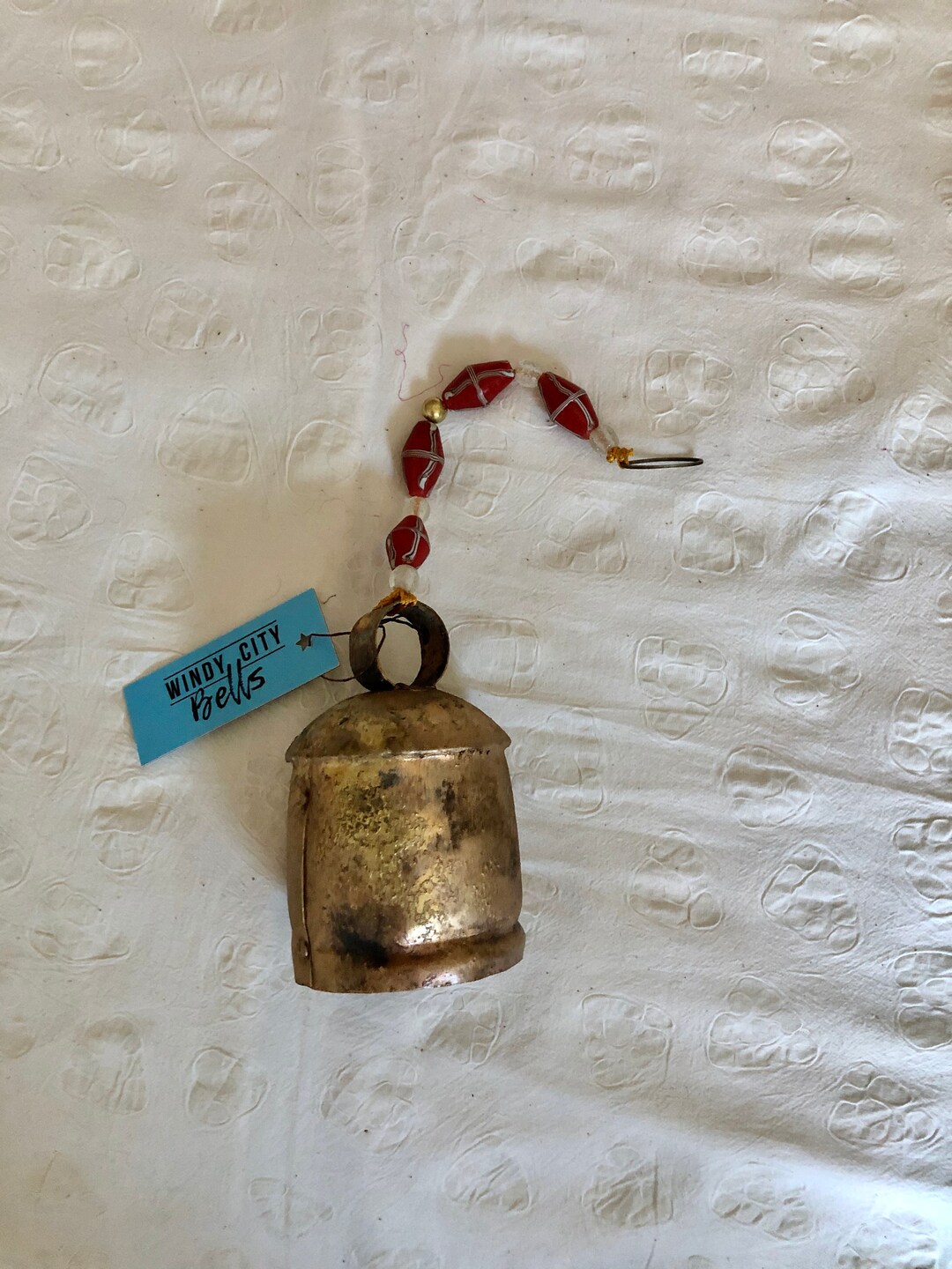 Vintage Gold Altar Bell, French Cross Beads, Boho Hanging Decor - Etsy