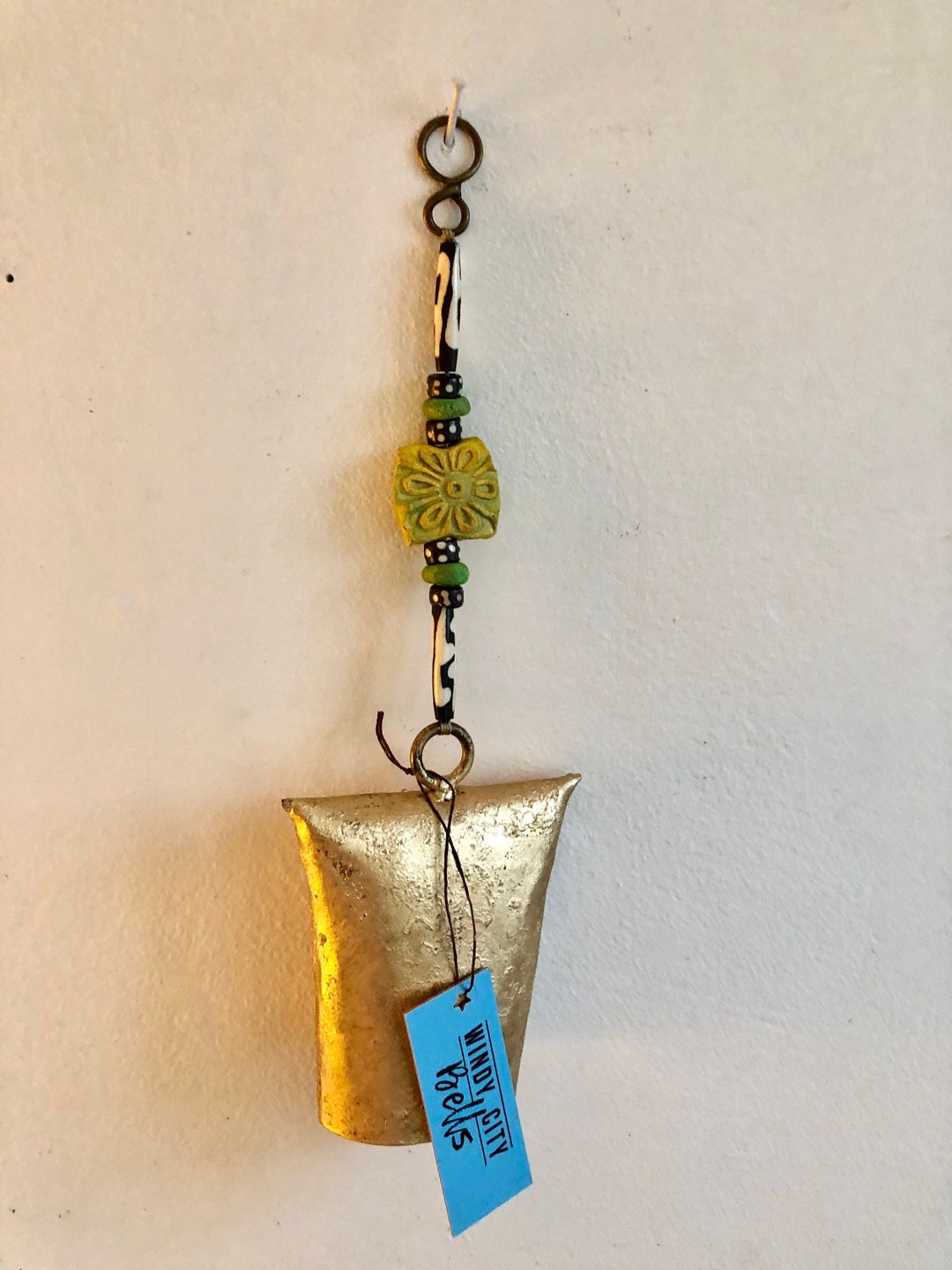 HANGING BELL Altar Bell, Trapezoid Gold Bell Feng Shui Garden Bell ...