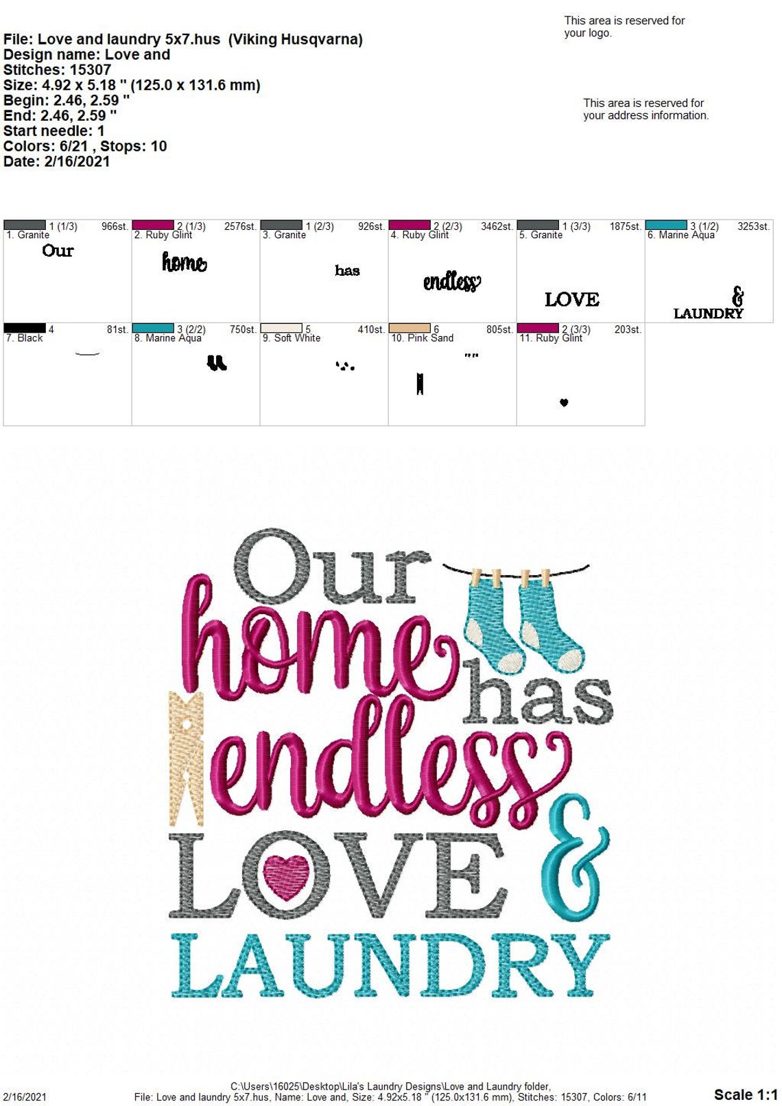 Love and Laundry 3 Sizes Included Embroidery Design - Etsy