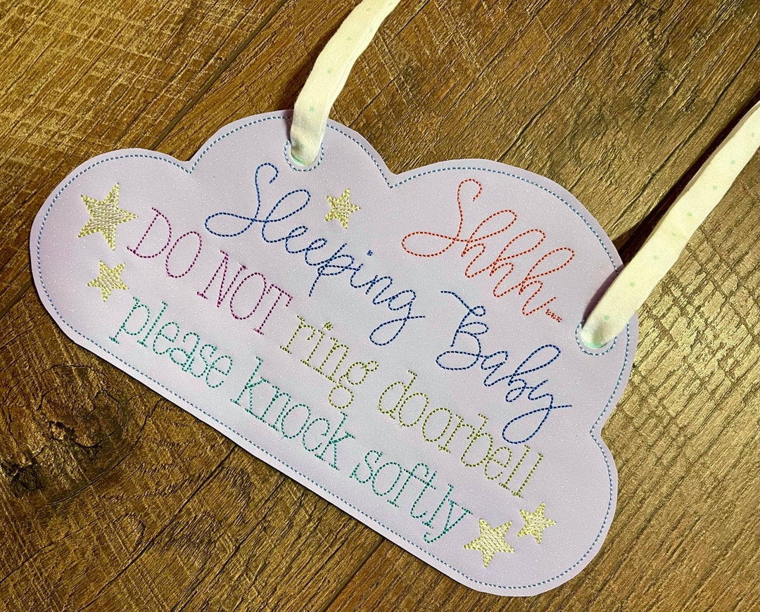 Sleeping Baby Door Sign - 3 Sizes Included - Embroidery Design ...