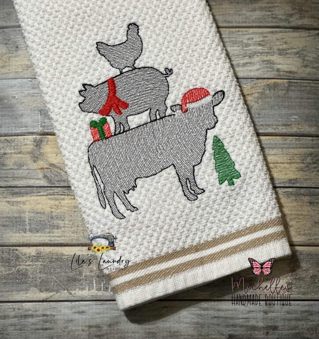 Cluck Oink Moo Christmas 4 Sizes Included Embroidery Design DIGITAL ...