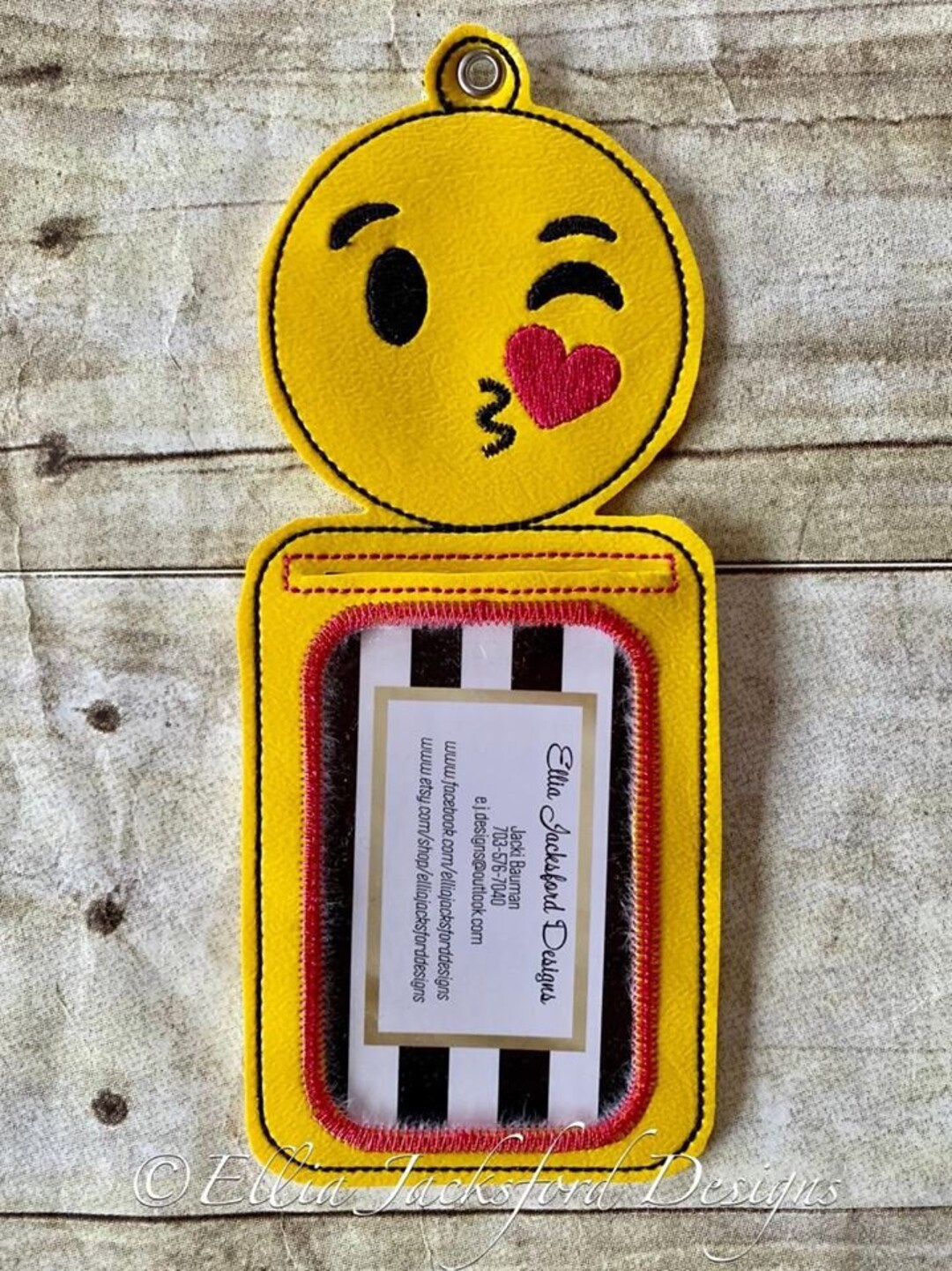 ITH Smiley Blowing Kiss ID Holder or Luggage Tag 5x7 Included ...