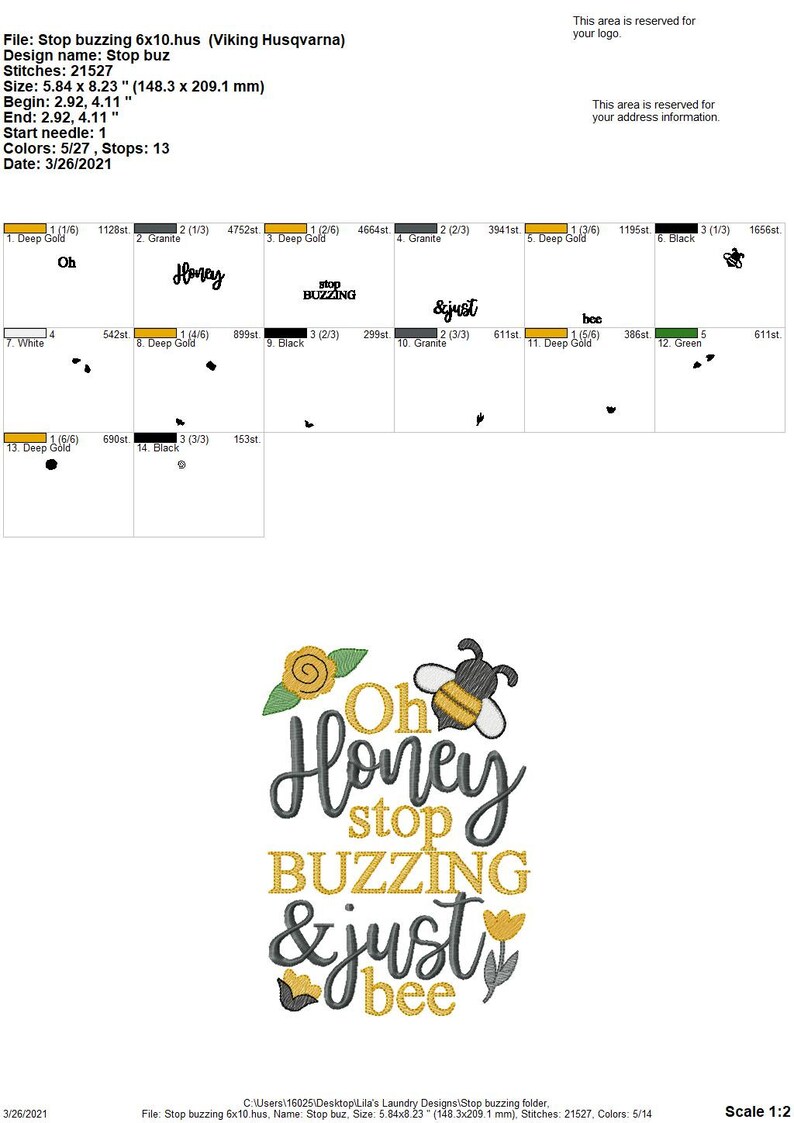 Stop Buzzing 2 Sizes Included Embroidery Design DIGITAL - Etsy