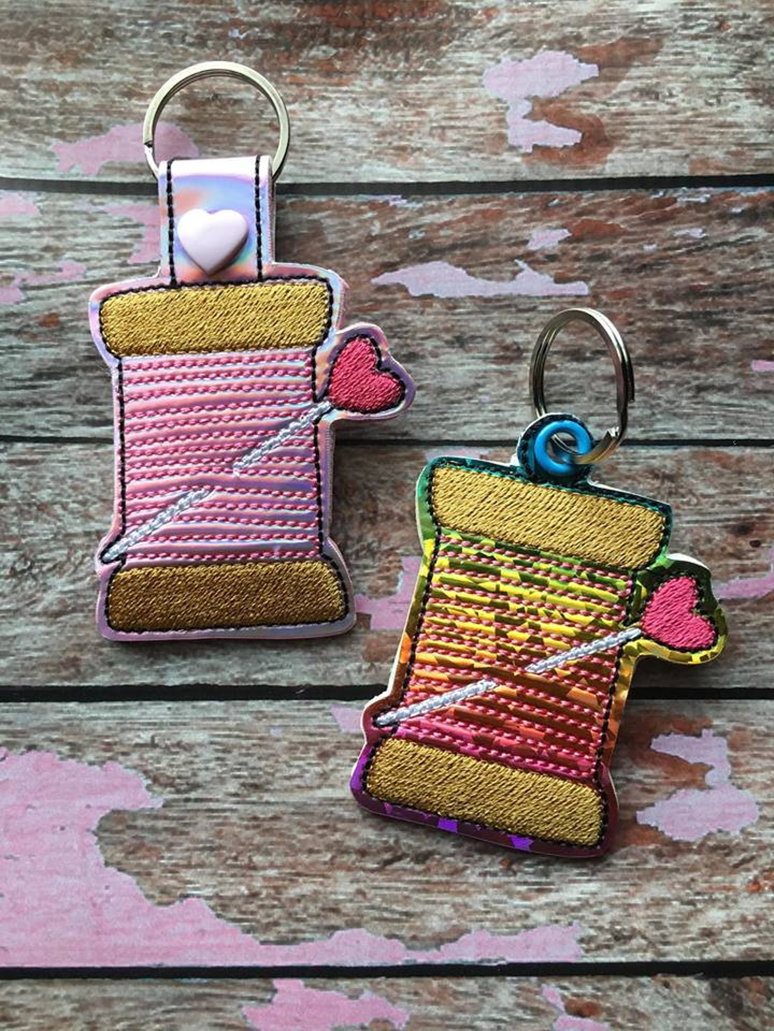 ITH Spool of Thread Snap Tab & Eyelet Fob 4x4 and 5x7 | Etsy