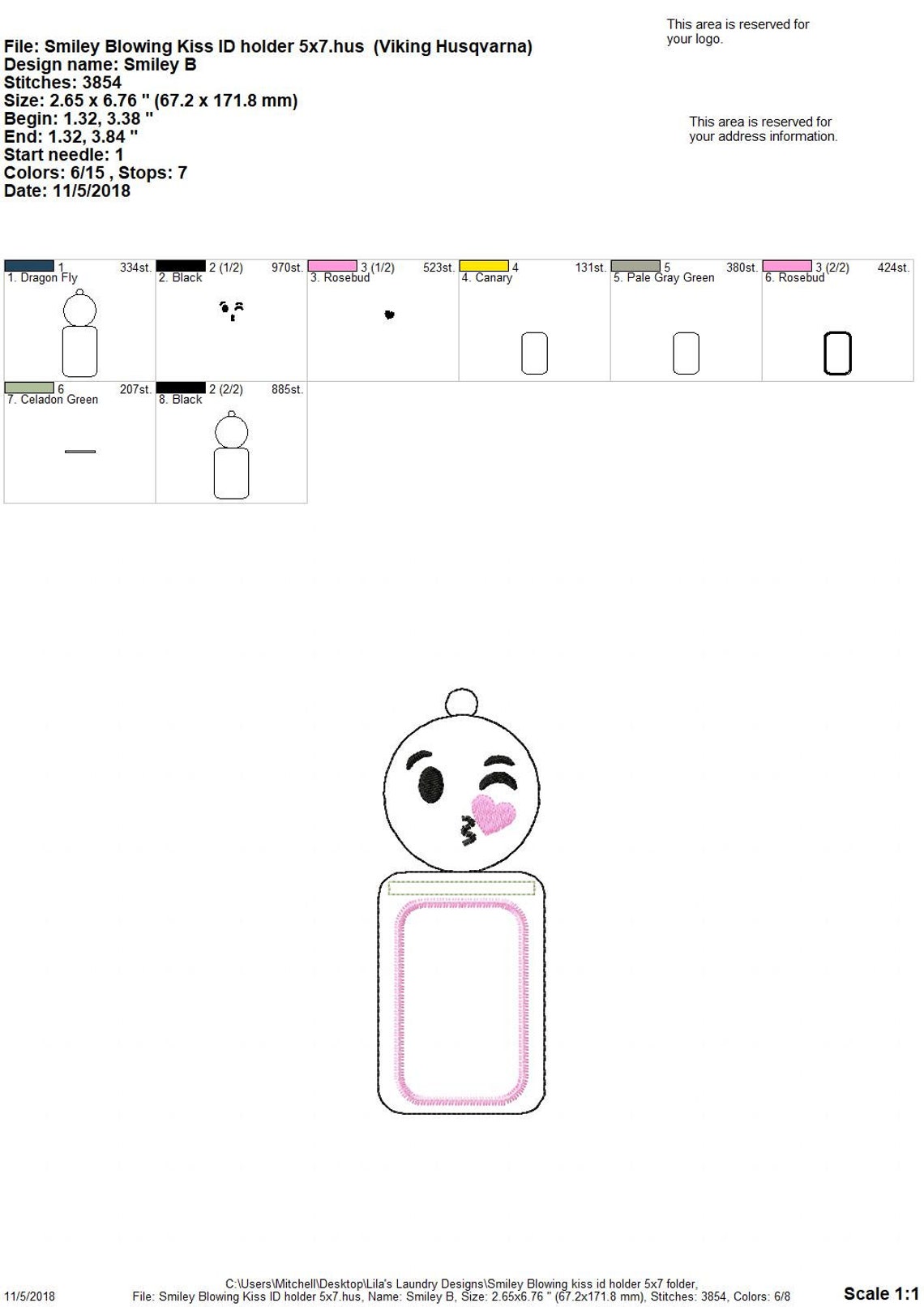 ITH Smiley Blowing Kiss ID Holder or Luggage Tag 5x7 Included | Etsy