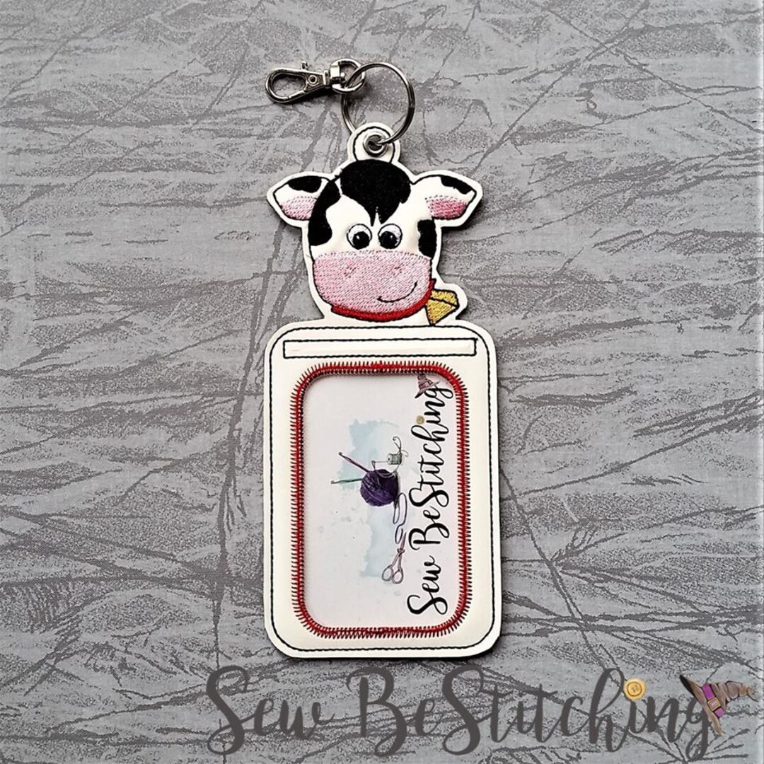 ITH Cow Badge Holder ID- 5 X 7 - Embroidery Design - DIGITAL Embroidery ...