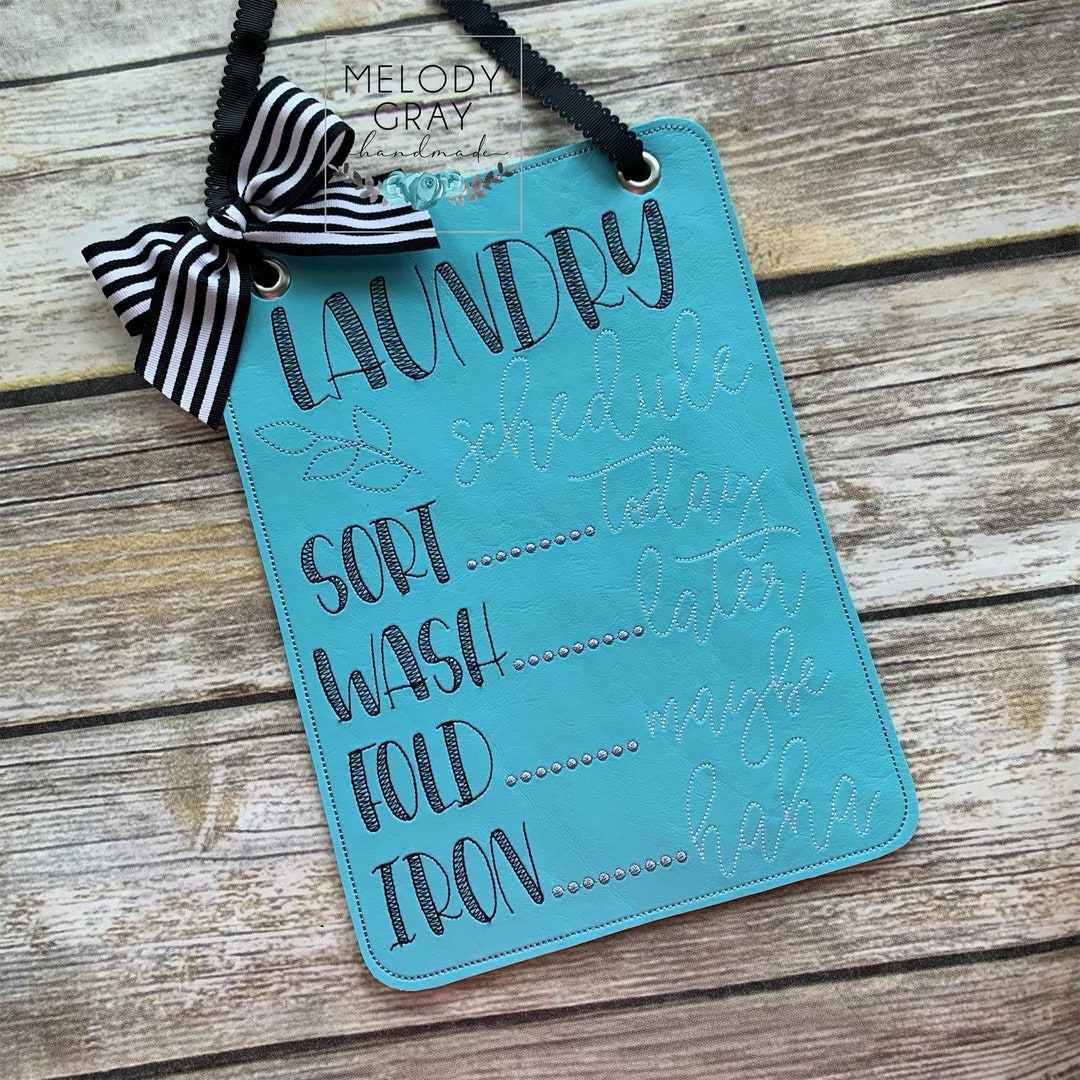 Laundry Schedule Sign - 3 Sizes Included - Embroidery Design - DIGITAL ...