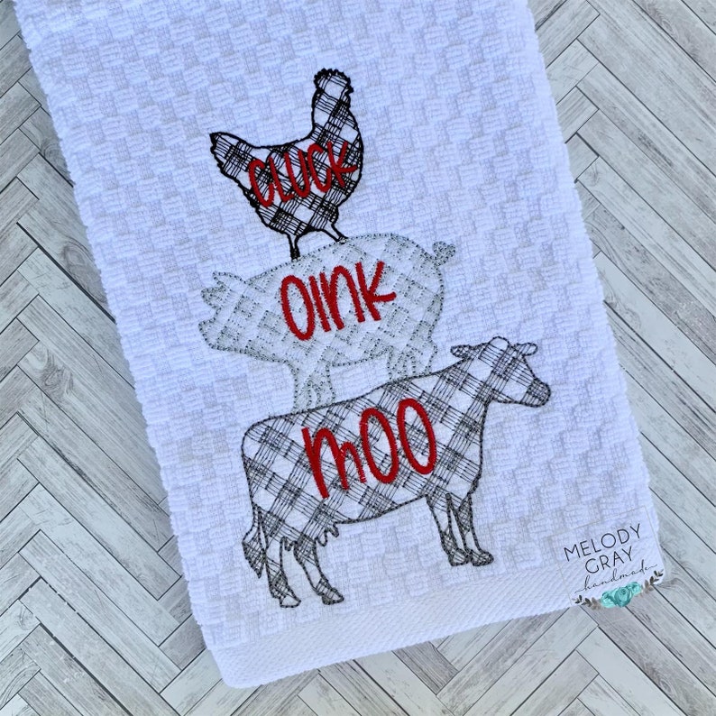 Cluck Oink Moo 3 Sizes Included Embroidery Design DIGITAL - Etsy