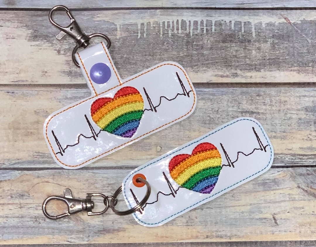 ITH Pride EKG Snap Tab & Eyelet Fob 4x4 and 5x7 Included - Etsy