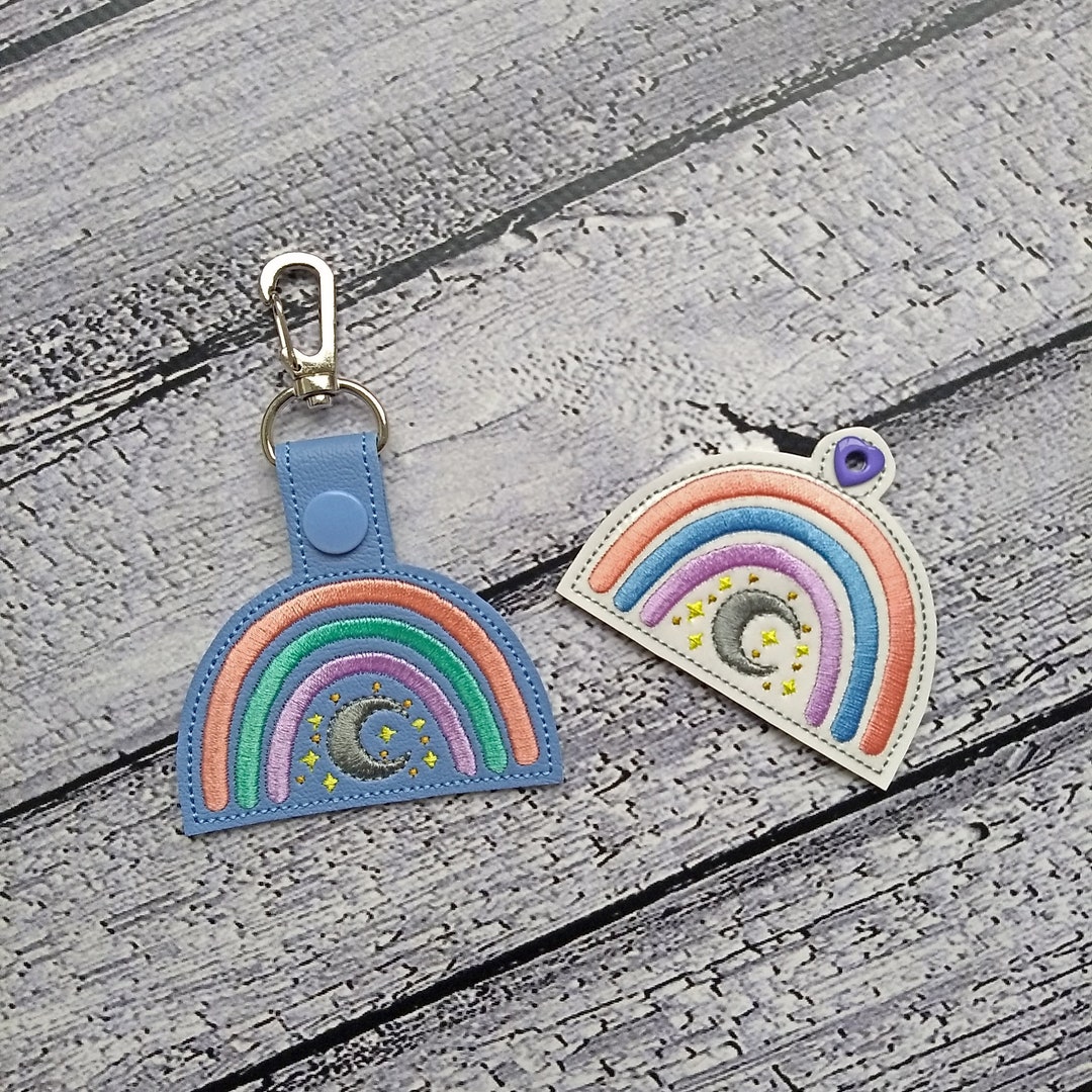 Boho Rainbow Moon Fobs 4x4 and 5x7 Included- Embroidery Design ...