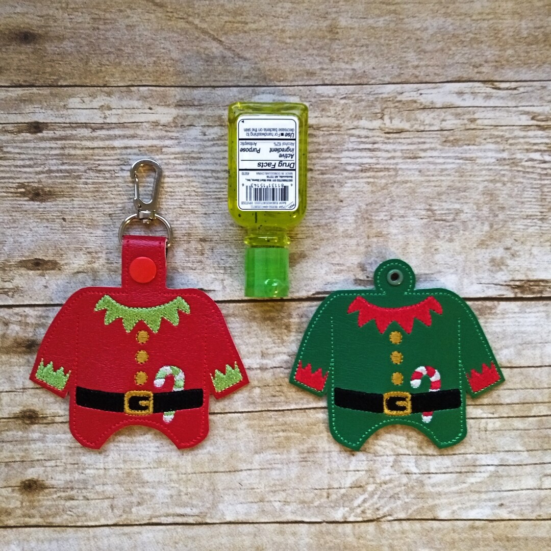 Elf Outfit Sanitizer Holders Snap Tab & Eyelet Fob 4x4 and 5x7 Included ...