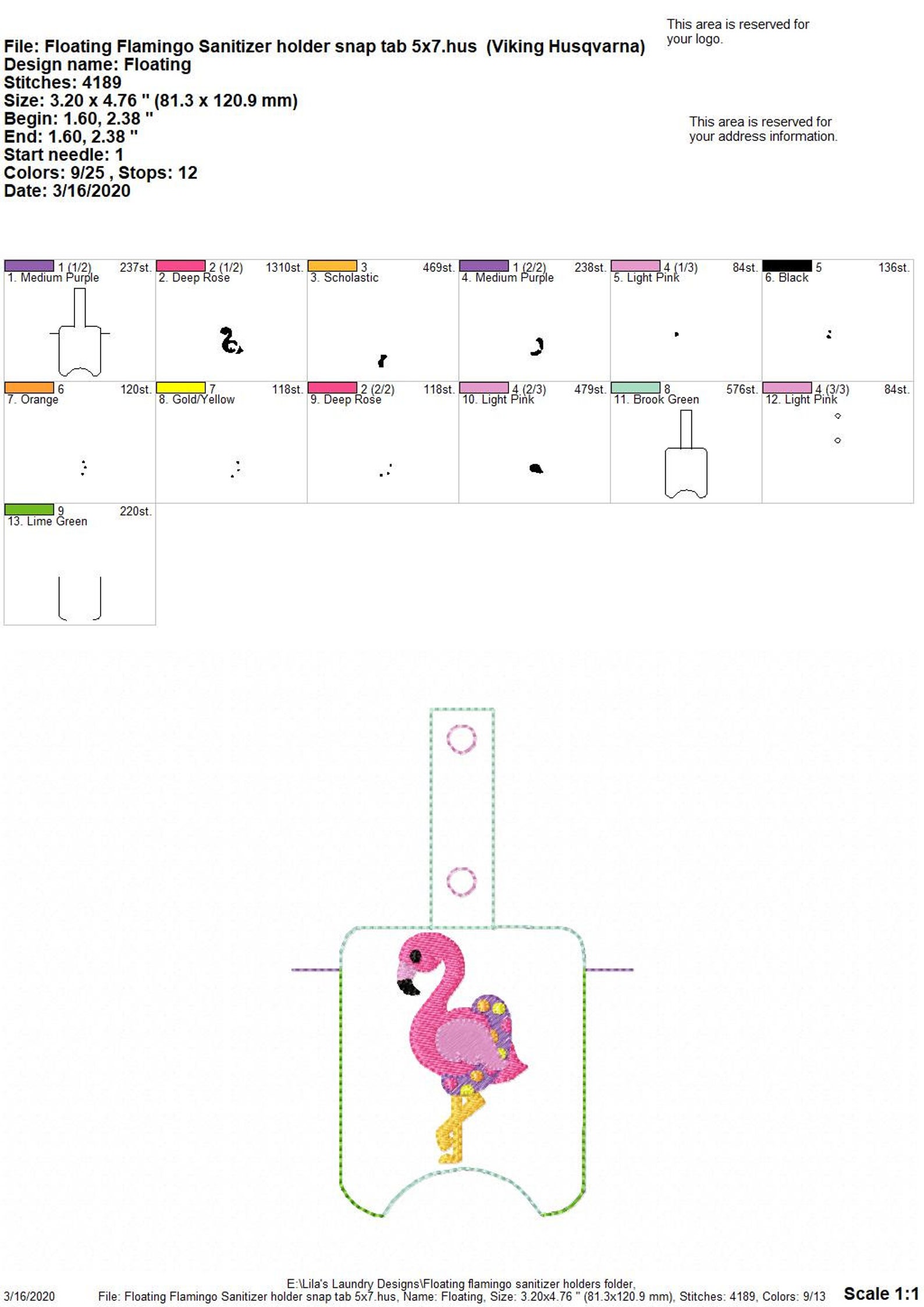 ITH Floating Flamingo Sanitizer Holders Snap Tab & Eyelet Fob | Etsy