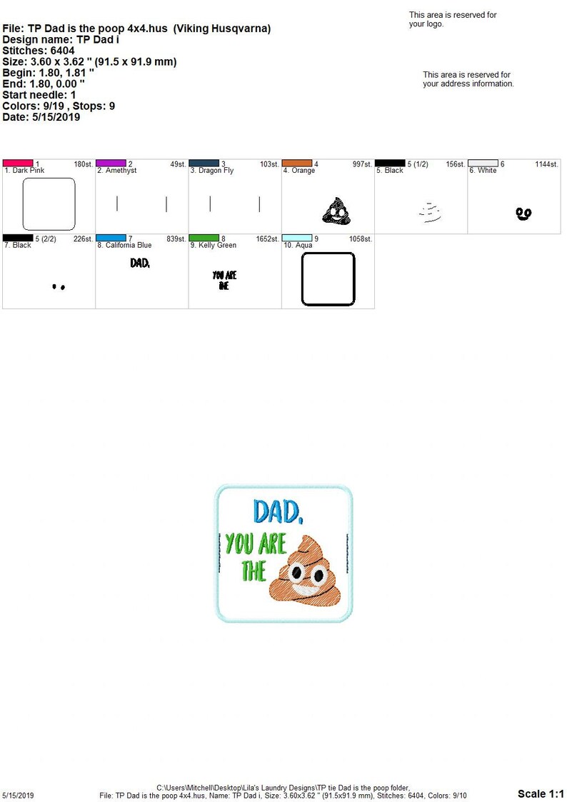 ITH Dad You Are the Poop Toilet Paper Tie 4x4 DIGITAL - Etsy