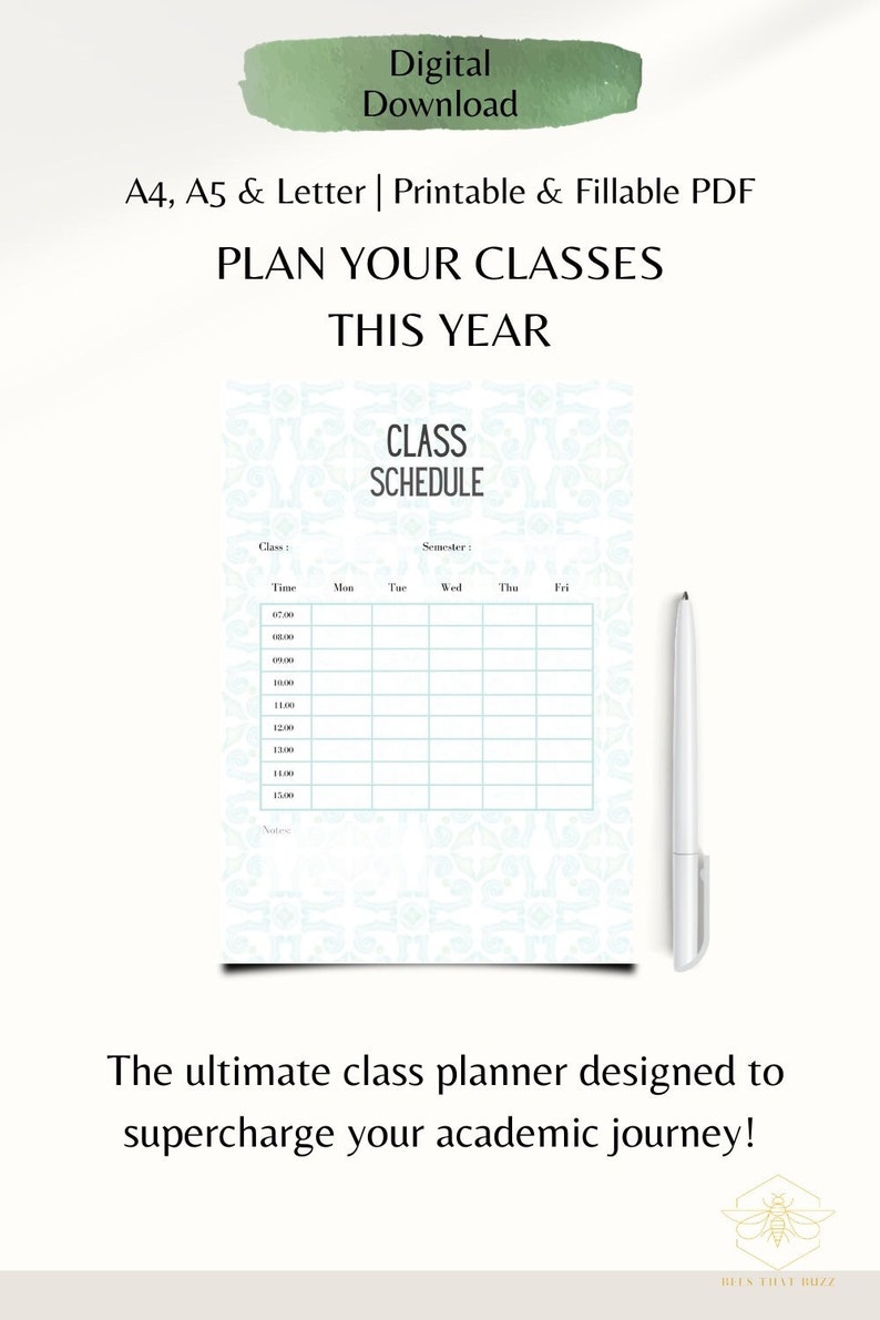 Class Schedule for Students | Fillable & Printable | Weekly Student ...