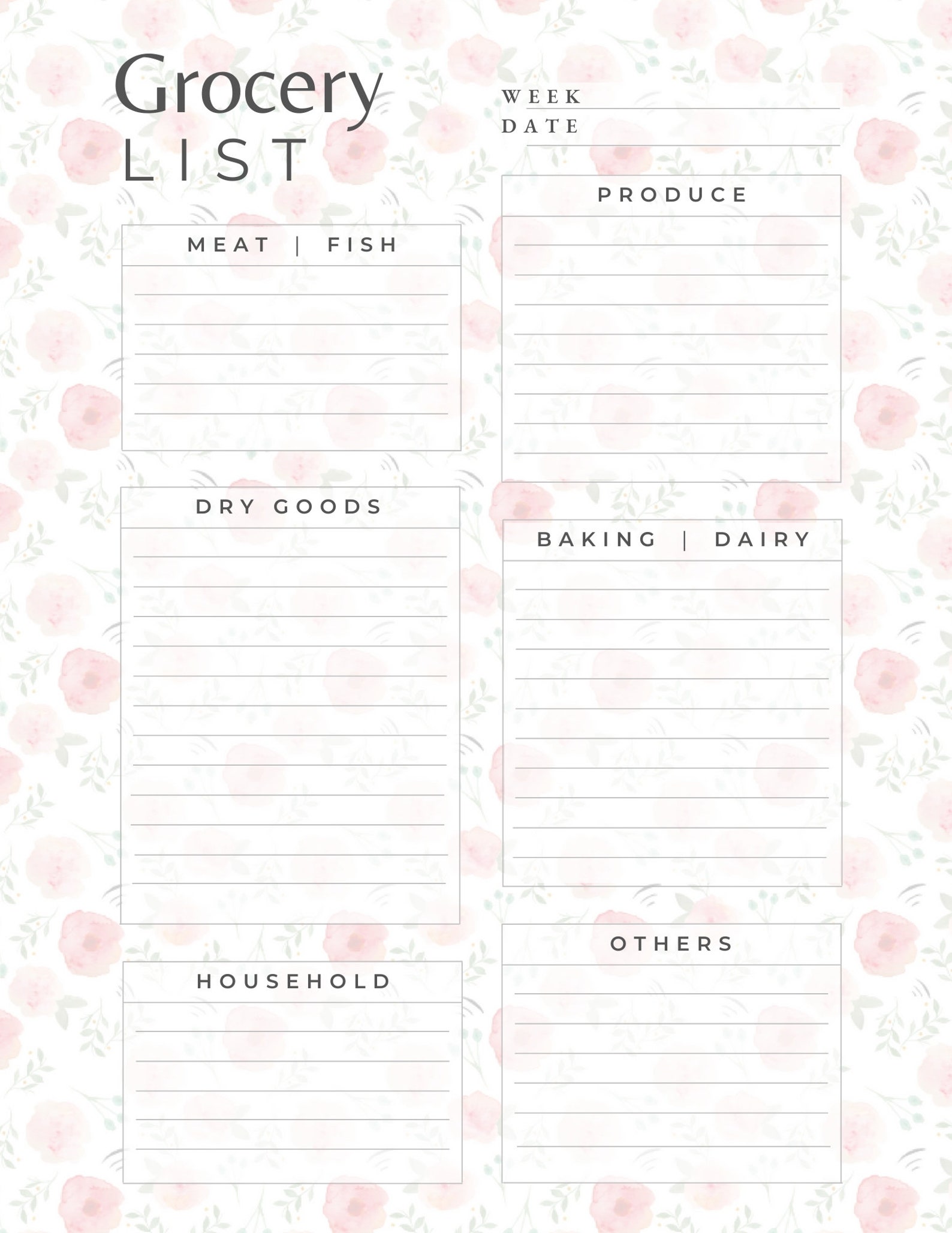 Editable Grocery List | Printable Shopping List | Printable Grocery ...