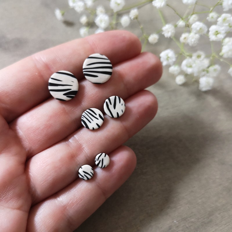 Zebra Stud Earrings - Etsy
