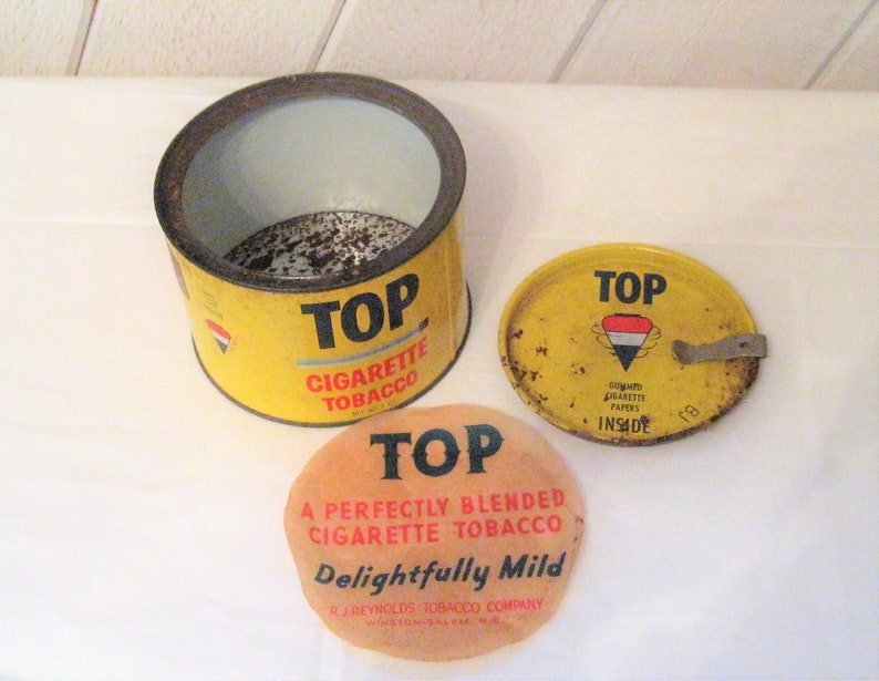 Antique Empty Cigarette Tobacco Tin, Round Metal Top Box, Rusty Metal ...