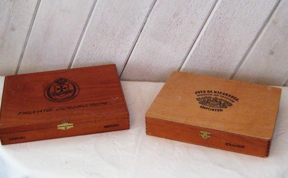 Vintage Wood Empty Cigar Box Wooden Box Hinged Lid Dovetail - Etsy