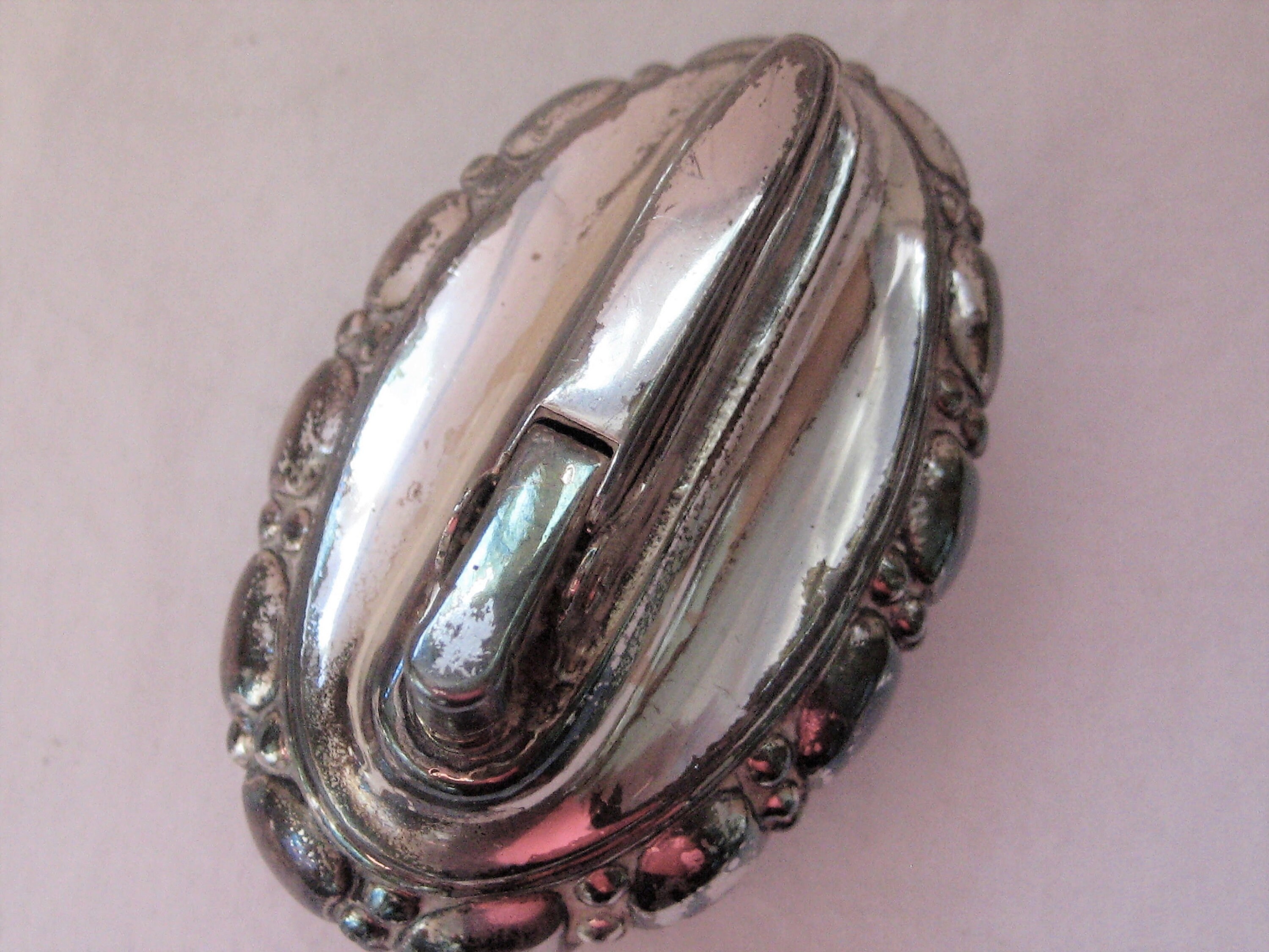 Silverplate Table Lighter, Crown, Tarnished Silver Mid Century Lighter ...