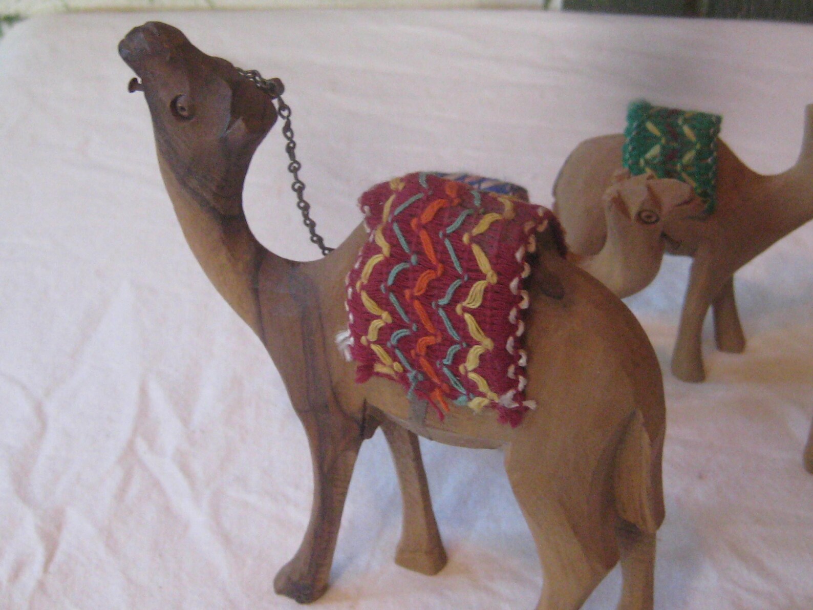 Antique Hand Carved Camels, Middle Eastern Worm Wood, Set of 4, Wooden ...