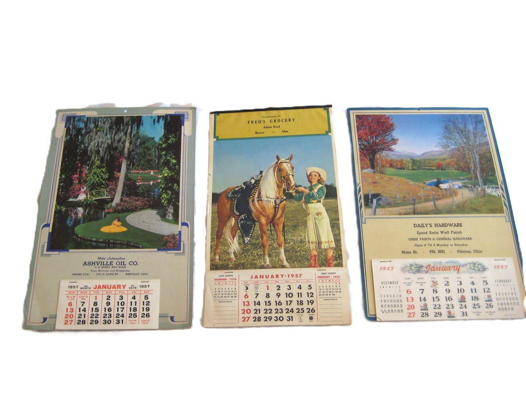 Vintage 1957 Wall Calendar, Vintage Advertising, Paper Complete ...