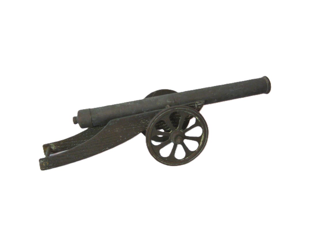Vintage Cast Metal Cannon, Brass Caddy, Mid Century 50s 60s, Militaria ...