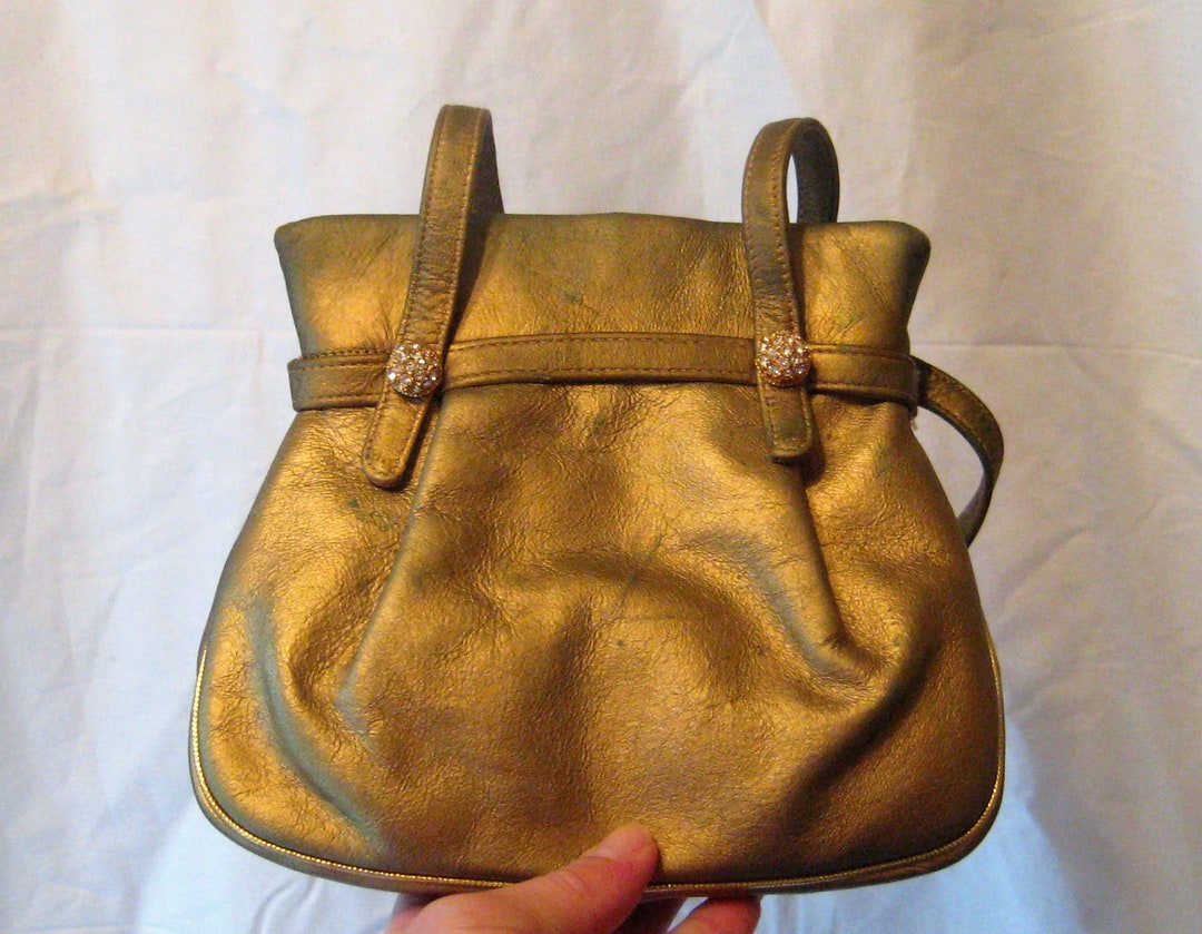 Small Gold Purse Formal Vinyl Clutch Top Handle Bag Glitter - Etsy
