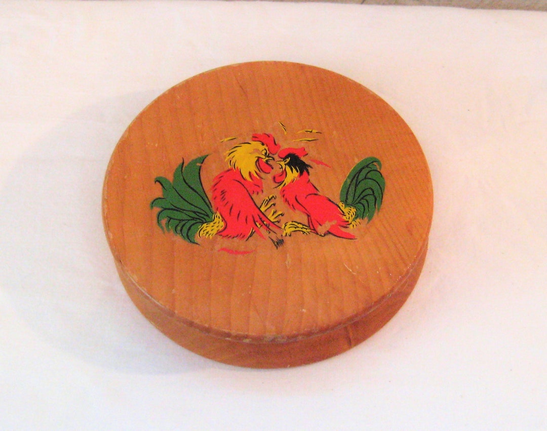 Antique Wood Hamburger Press, Vintage Rooster Decor, Hinged Lid, MCM ...
