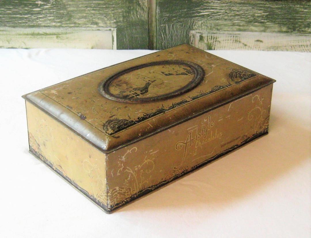 Antique Tin Box, Artstyle Chocolate Co, Lift off Insulated Lid, 1910s ...