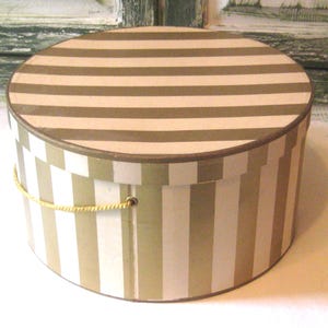 Vintage Gold Striped Hat Box, Round Cardboard Hatbox, MCM Mid Century ...