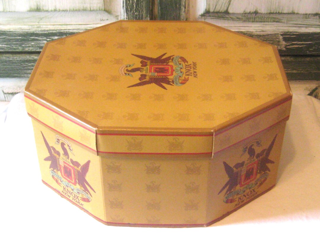 Vintage Large Octagon Hat Box, Knox New York Cardboard Hatbox, Mustard ...