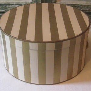 Vintage Gold Striped Hat Box, Round Cardboard Hatbox, MCM Mid Century ...