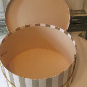 Vintage Gold Striped Hat Box, Round Cardboard Hatbox, MCM Mid Century ...