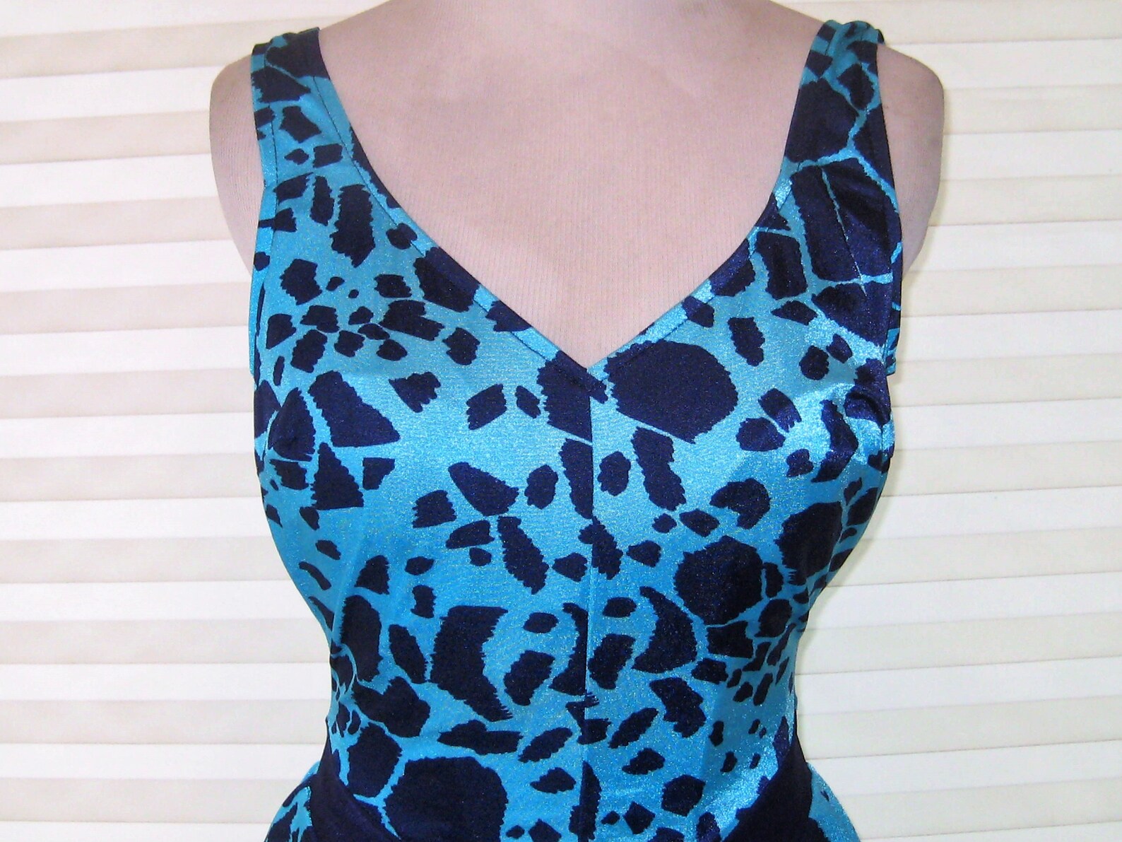 Vintage one piece bathing suit turquoise navy blue ruffled | Etsy