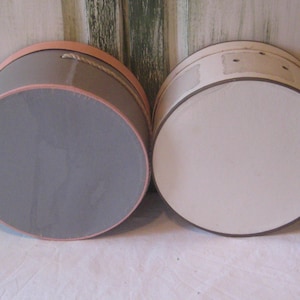 Vintage Round Cardboard Hat Box, Ivory Beige Montaldo's, Pink Gray ...