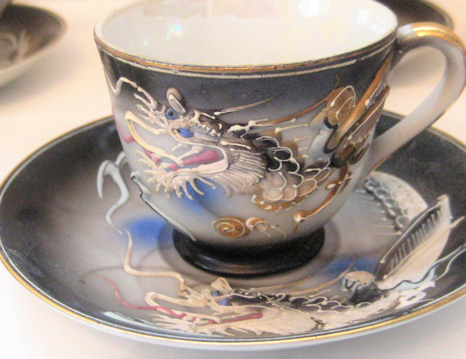 Embossed Dragons Demi Tea Cups Very Ornate Antique Asian - Etsy
