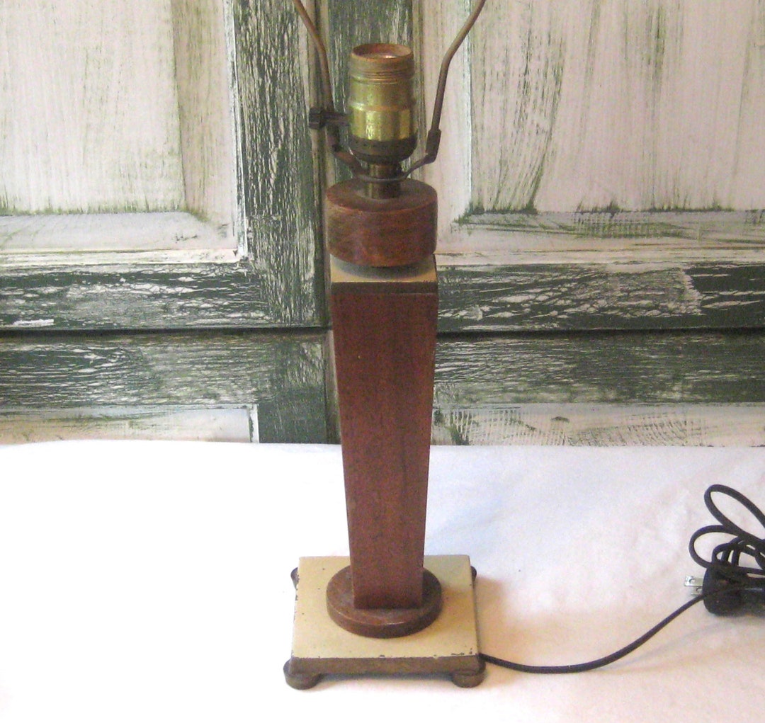 Vintage MCM Table Lamp, Art Deco Mid Century Modern Accent Bedroom ...