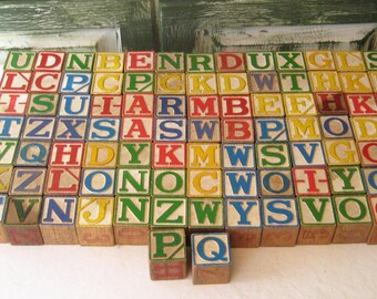 Large Wood Alphabet Blocks - Etsy