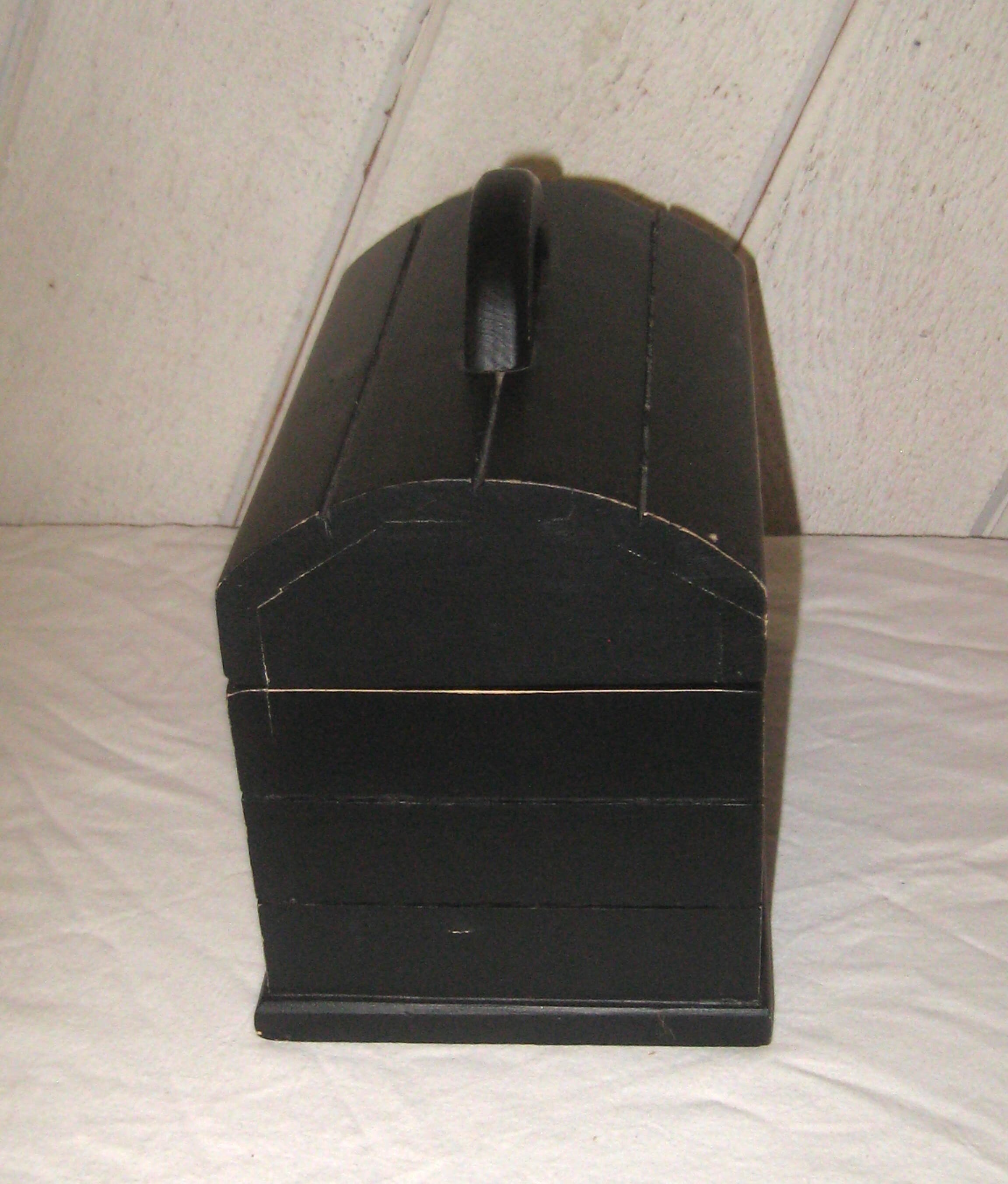 Vintage Black Wood Domed Box, Hinged Lid, Wooden Chest Box With Top ...