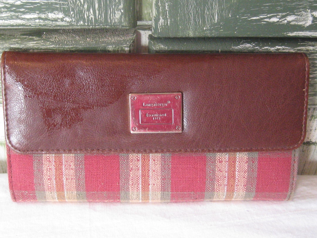 Vintage Womens Wallet, 70s 80s, Red Green Beige Plaid, Brown Vegan Faux ...