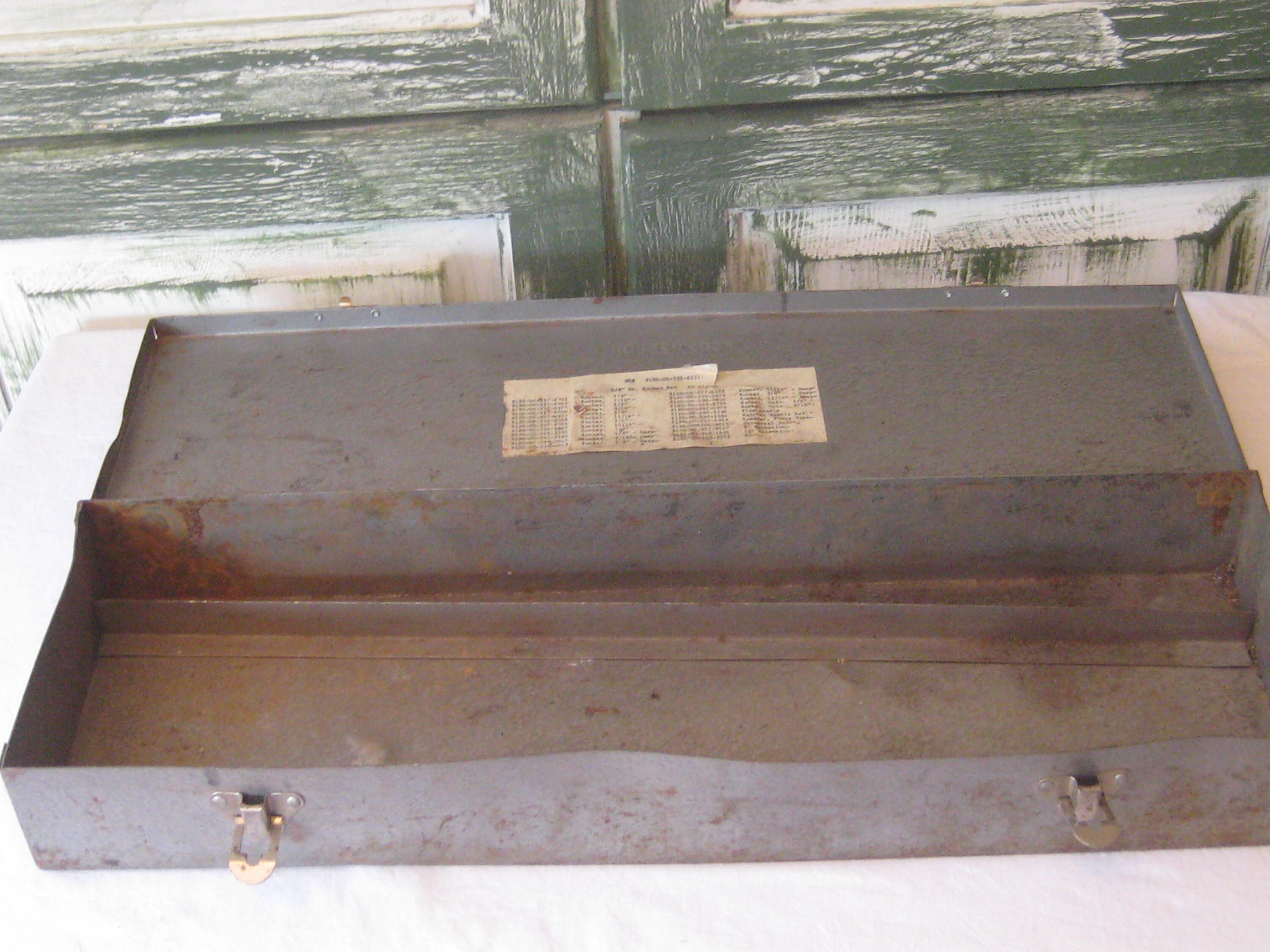 Long Narrow Metal Tool Box, Rustic Distressed, Primitive Thin Box ...