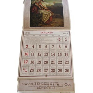 Vintage 1943 Religious Wall Calendar, Bible Quotes, Many Pictures Jesus ...