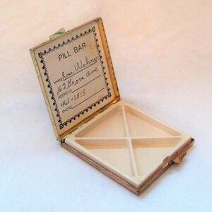 Antique Pill Box, Portrait Box, Brass Metal Box, Hinged Lid, Pill Bar ...