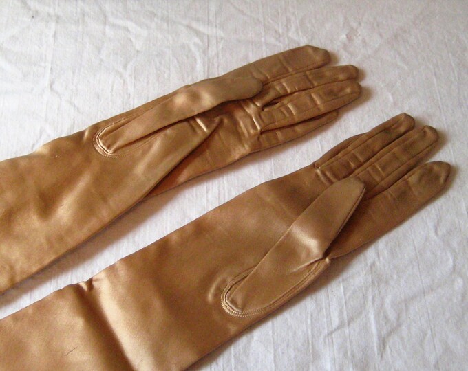 Gold Extra Long Gloves, Evening Formal Gloves, Pale Gold Opera Party ...