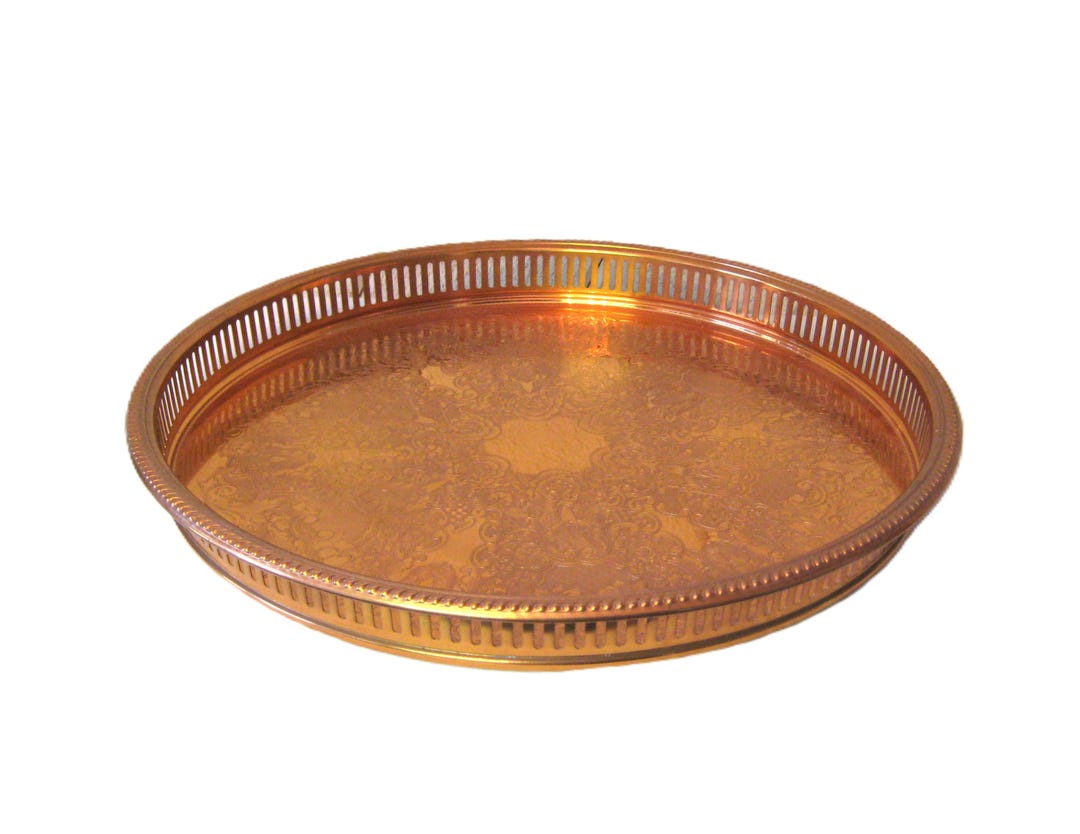 Vintage Large Round Copper Tray, Coppercraft Guild, Decorative Drink ...
