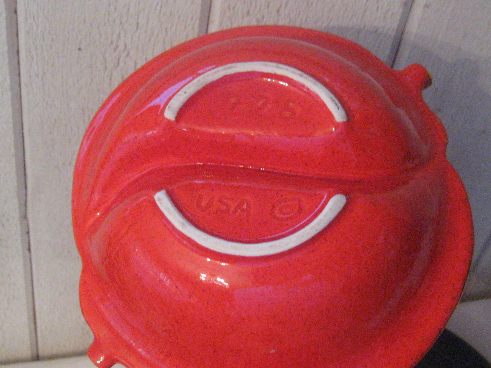 Red ceramic dip bowl divided semi circle bowl tray leaf mid | Etsy