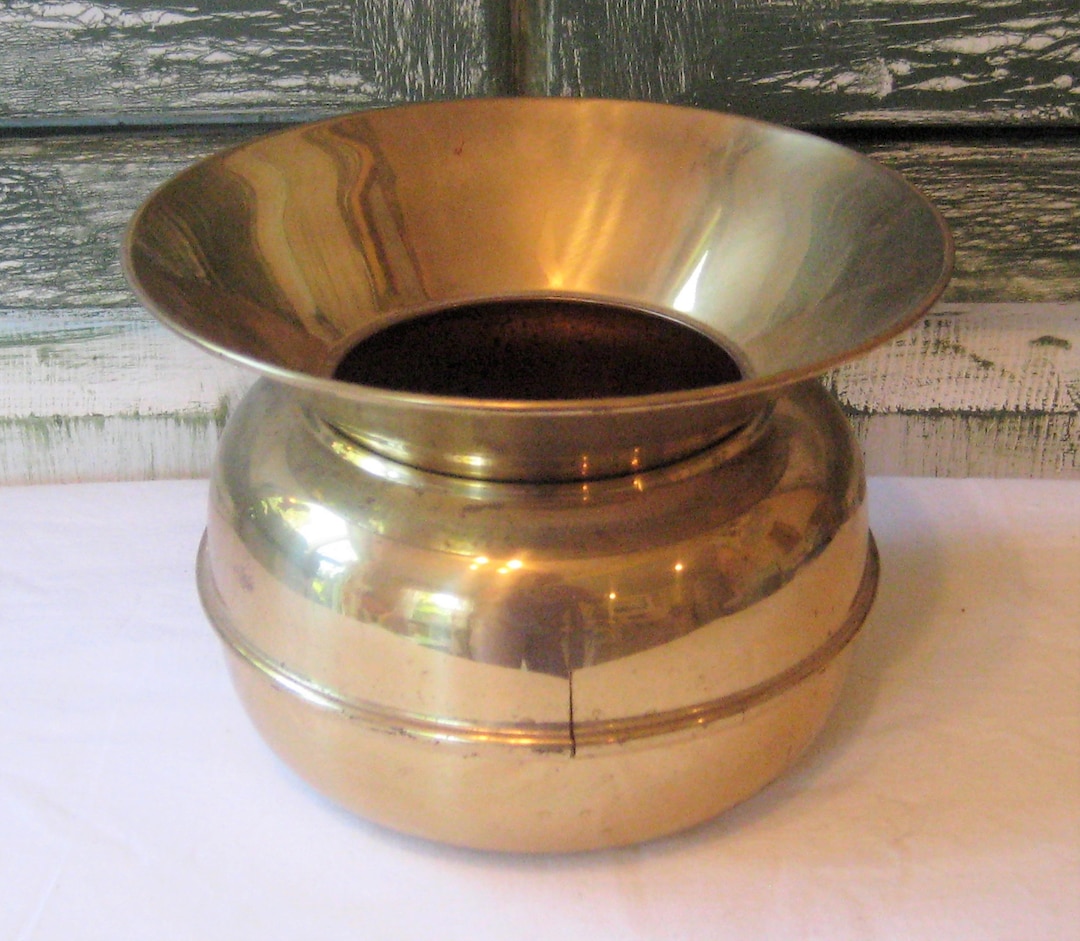 Vintage Brass Spittoon, Repurposed Gold Metal Repurposed Indoor Planter ...