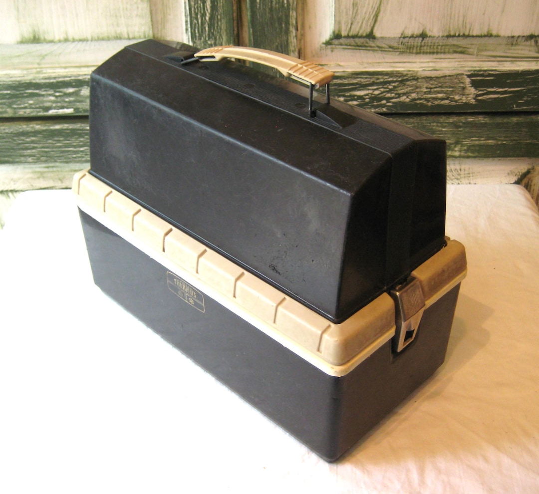 Vintage Plastic Lunch Box Pail, Mid Century Men's Thermos Lunch Bucket ...