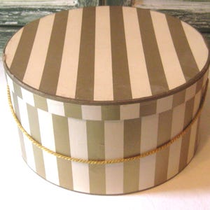 Vintage Gold Striped Hat Box, Round Cardboard Hatbox, MCM Mid Century ...